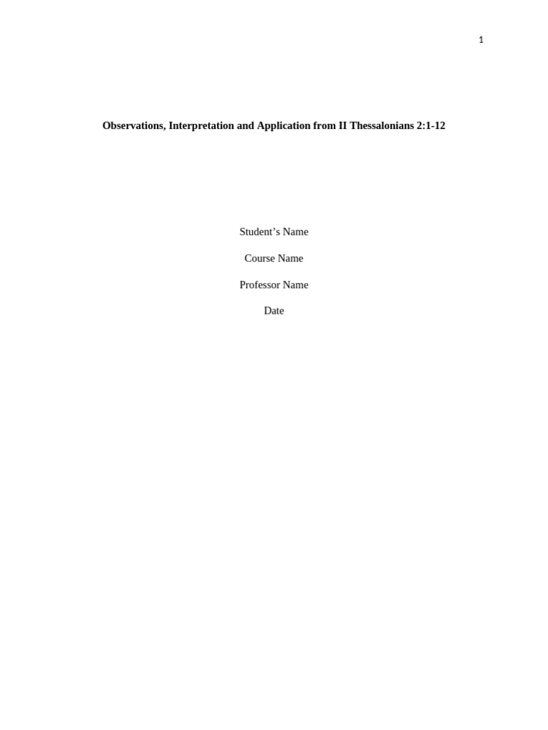 Observations From II Thessalonians 2 | PDF | Rapture | Paul The Apostle