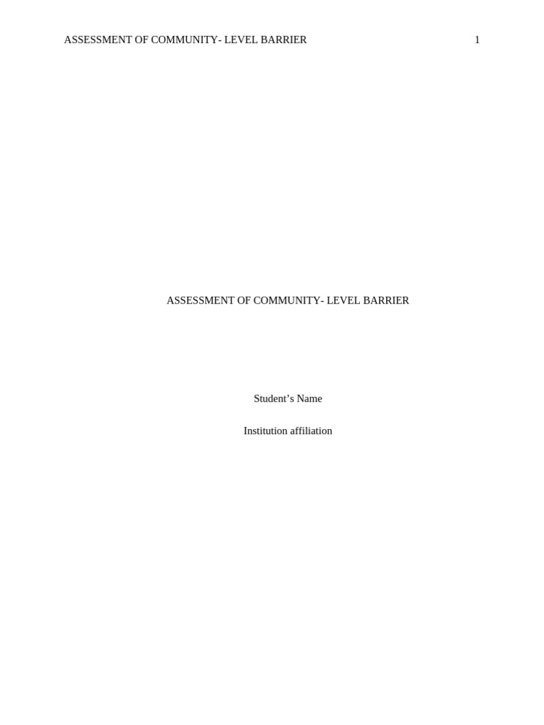 Barrier Assessment | PDF | Mental Health | Mental Disorder