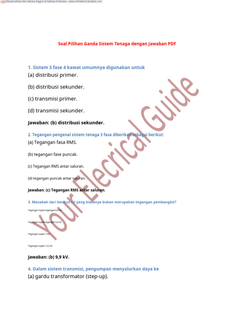 Power System MCQ With Answers PDF - En.id | PDF
