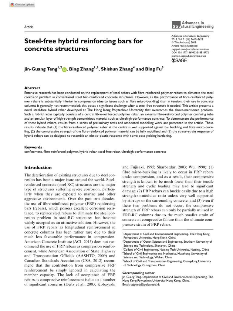 Teng - Steel-Free Hybrid Reinforcing Bars For Concrete Structures ...