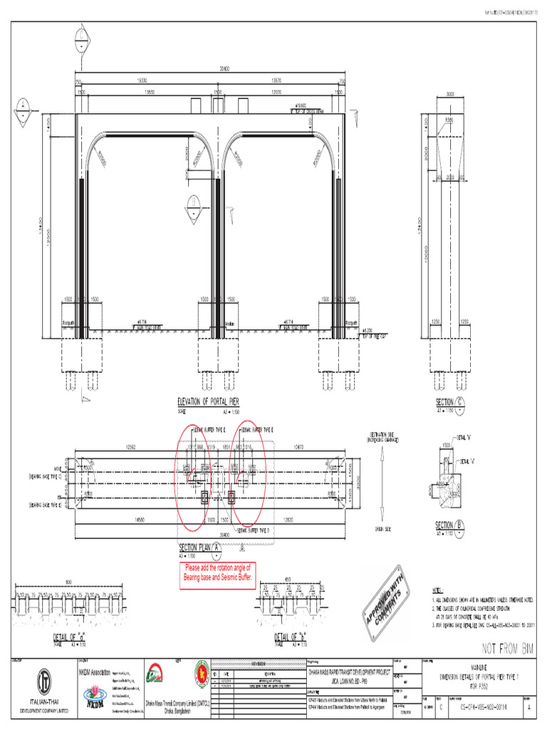 Reinforcement Details of Portal Pier Type 1 For P352 | PDF