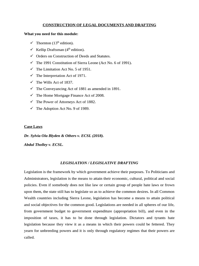 Drafting and Construction of Legal Documents | PDF | Conveyancing ...