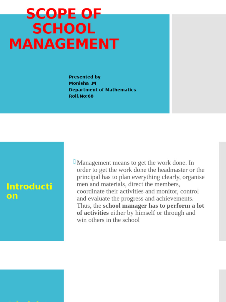 Scope of School Management | PDF | Curriculum | Policy