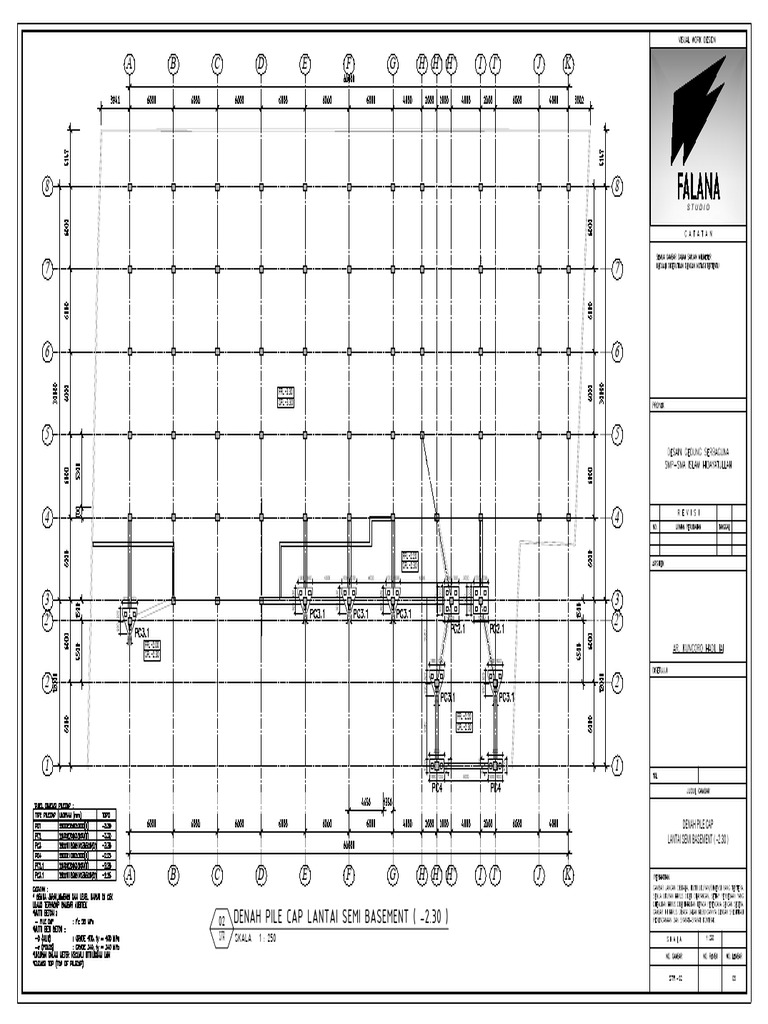 Denah Pile Cap Semi Basement Layout | PDF