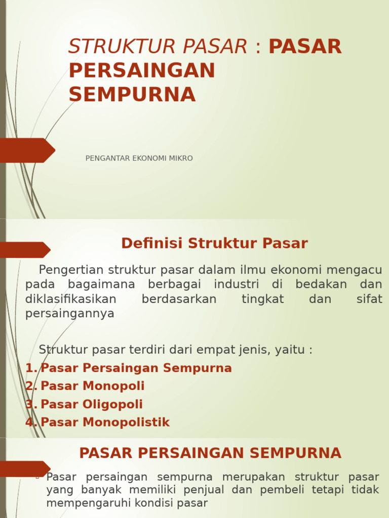 Pasar Persaingan Sempurna Dan Pasar Monopoli | PDF