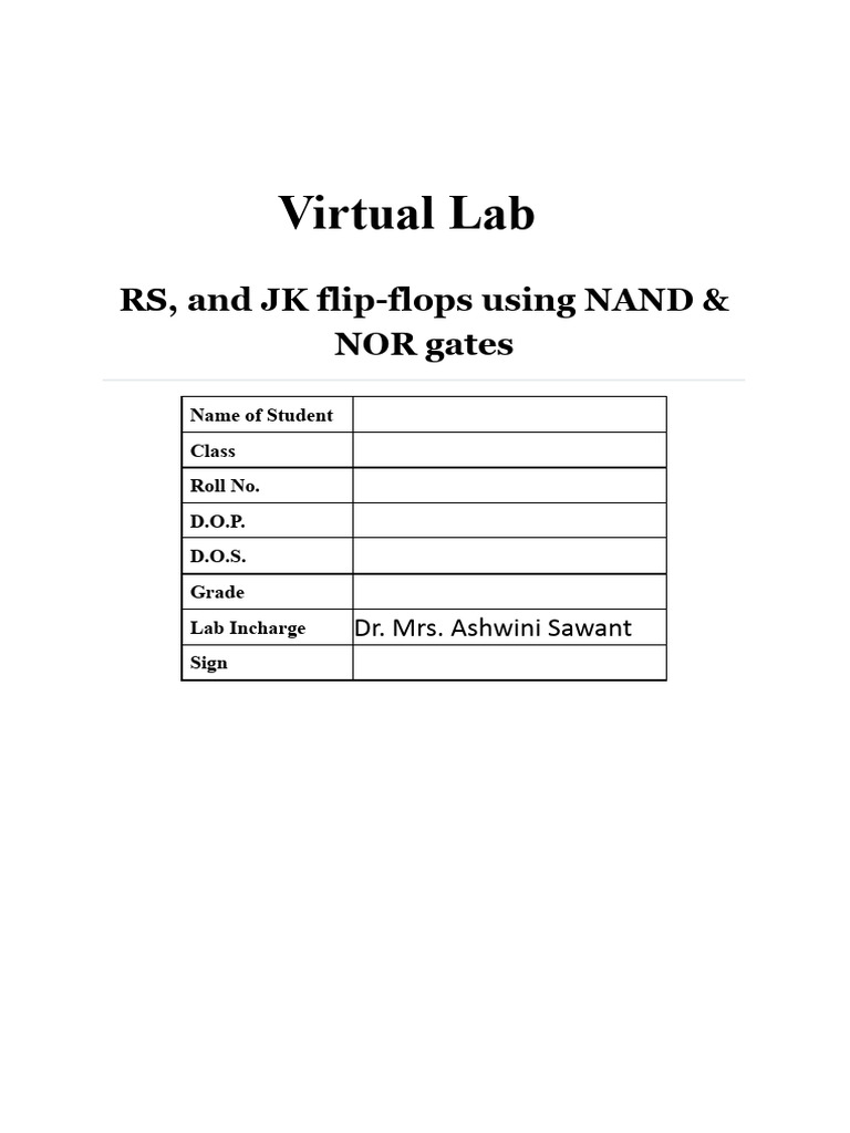 Virtual Lab SR and JK Flip Flop | PDF | Electronic Design | Digital ...