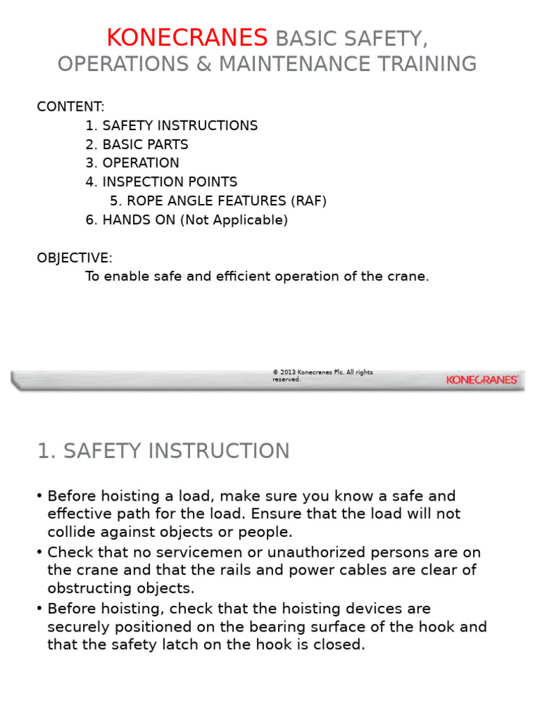Crane Basic Safety, Operation and Maintenance Training | PDF | Crane ...