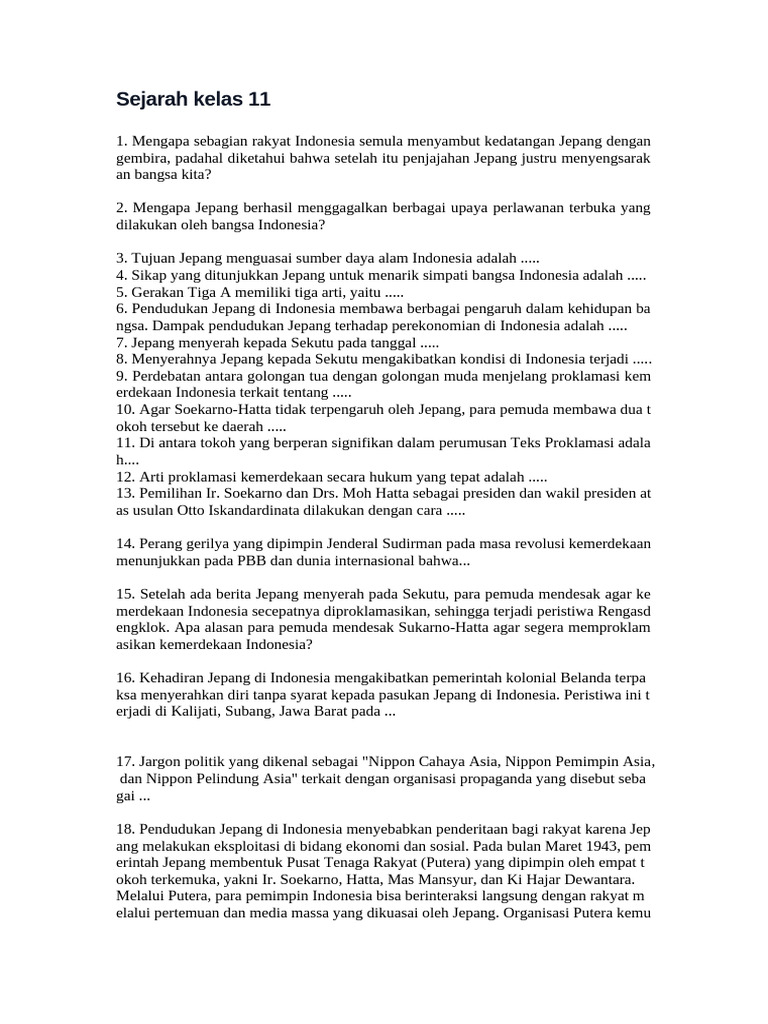 Sejarah Xi Kisi Kisi | PDF