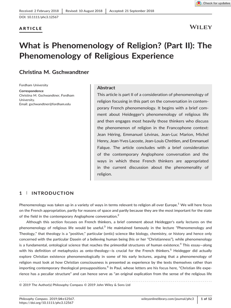 Gschwandtner2019 - What Is Phen Rel. Part2 | PDF | Phenomenology ...