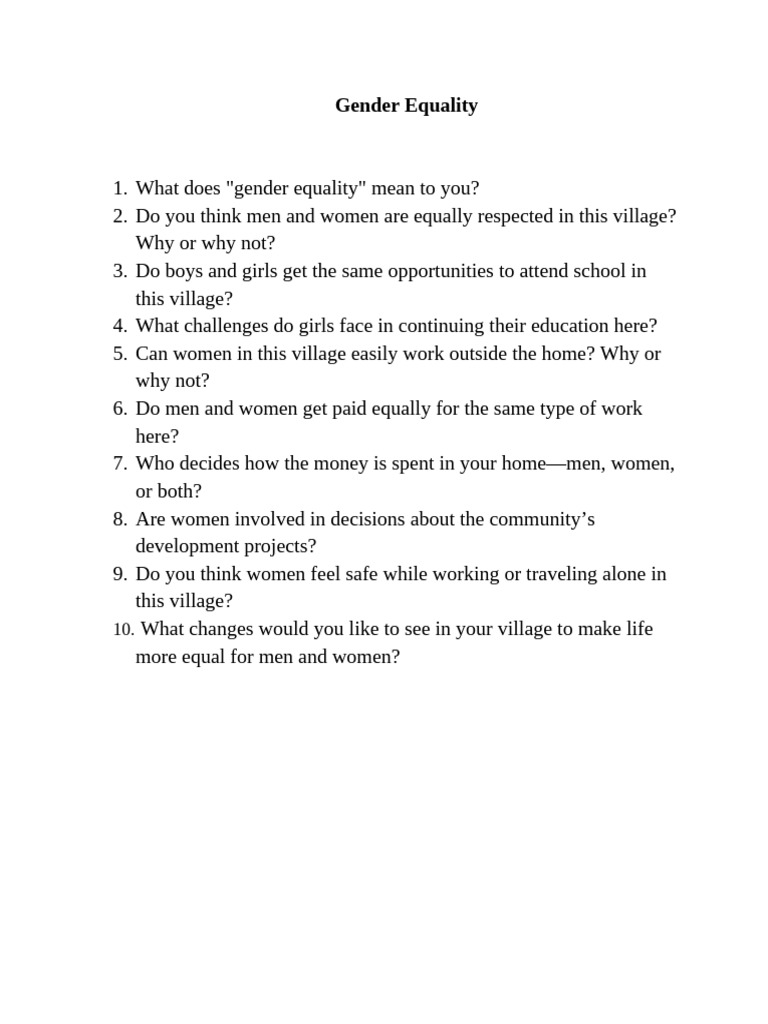 Gender Equality Challenges in Villages | PDF