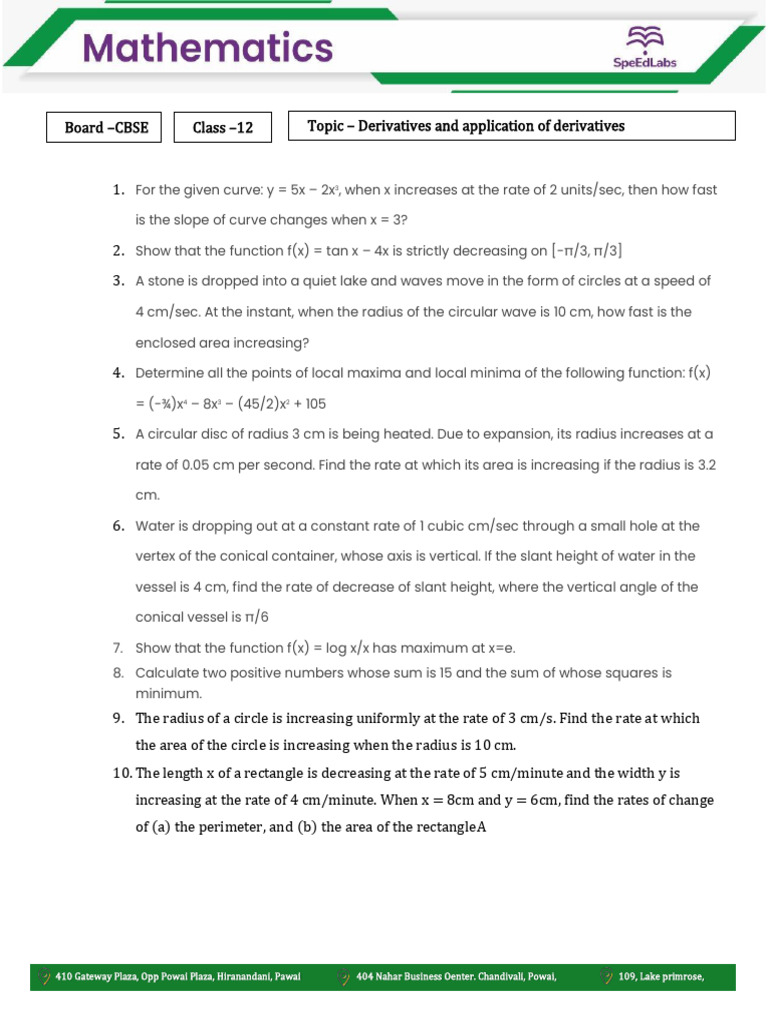 CBSE 12 AOD Worksheet | PDF