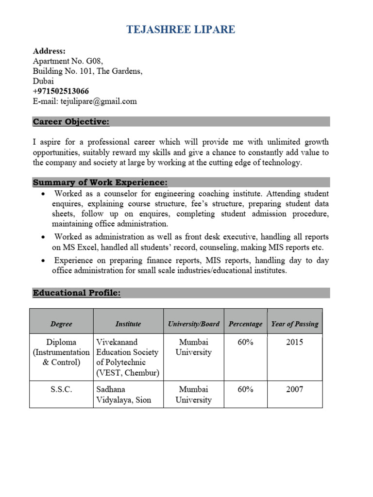 Tejashree__Resume (1) updated | PDF