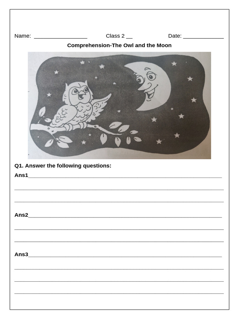 The Owl and The Moon Worksheet | PDF
