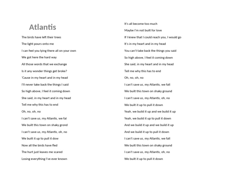 Seafret's "Atlantis" Lyrics Analysis | PDF