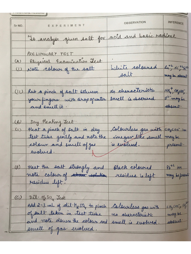 Salt Analysis - Lead Acetate Cbse Class 12 BC | PDF