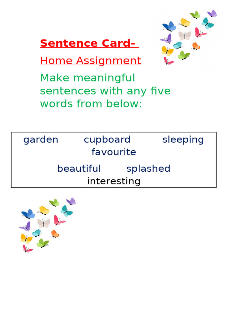 Create Sentences with Five Words | PDF