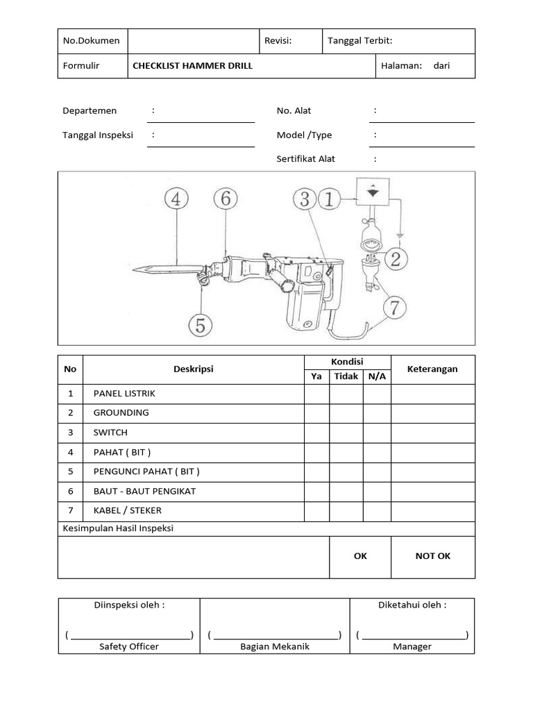 Checklist Inspeksi Hammer Drill | PDF