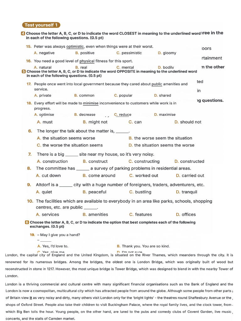 Test Yourself 1 | PDF
