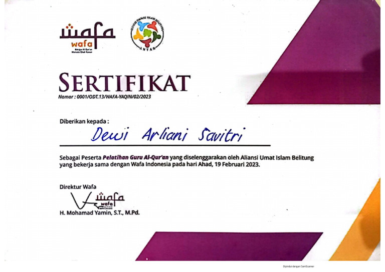 sertifikat wafa | PDF