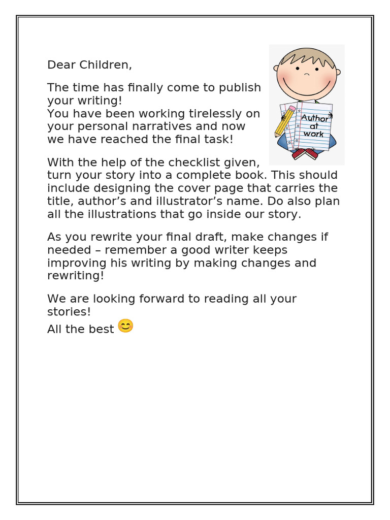 Finalize Your Personal Narrative Book | PDF