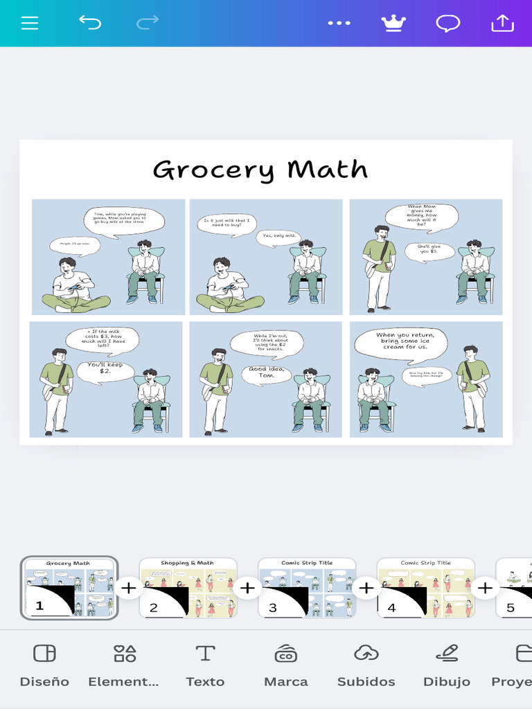 Everyday Math Visual Language Arts Comic Strip in Colorful Illustrative ...