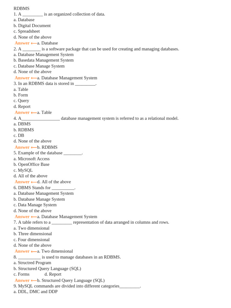 rdbms | PDF | Relational Database | Table (Database)