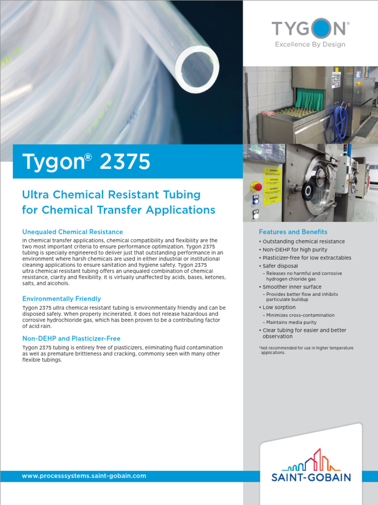 Tygon 2375 Chemical Transfer Tubing | PDF | Pipe (Fluid Conveyance ...