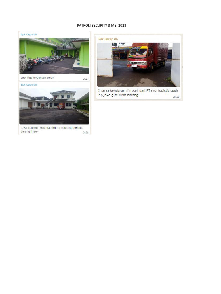 Patroli Security 3 Mei 2023 | PDF
