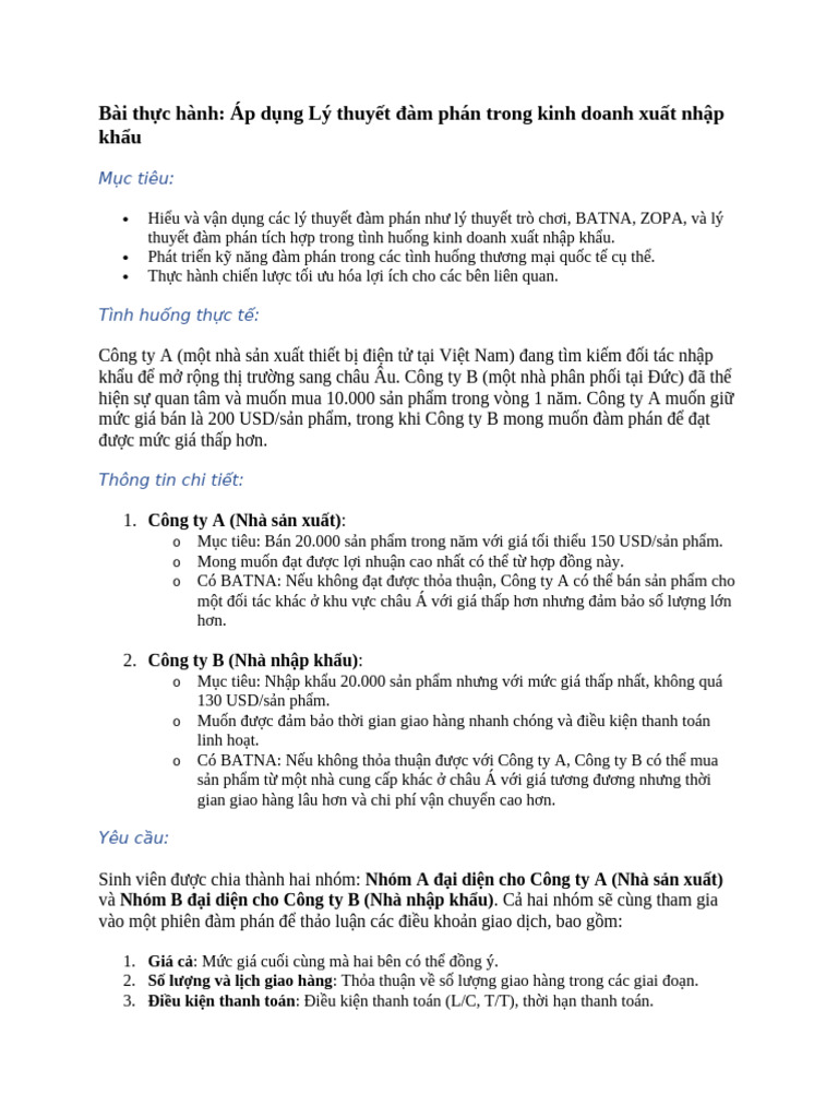 Bai tap thuc hanh ve Ly thuyet dam phan | PDF