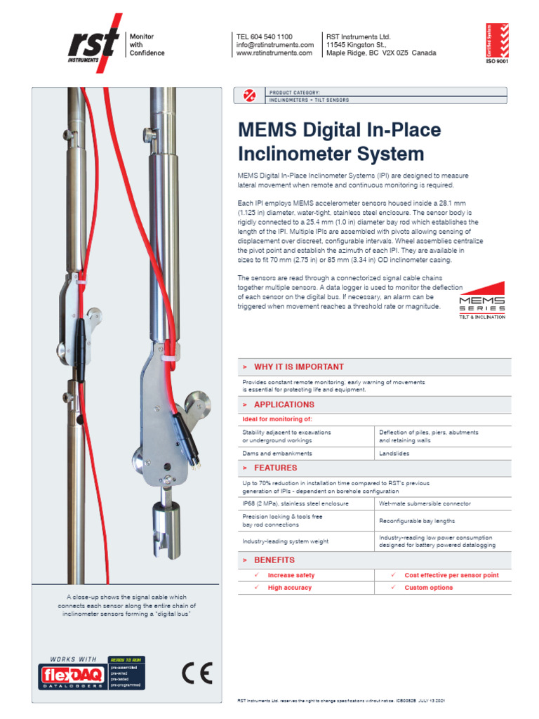In Place MEMS Inclinometer ICB0082B 1 | PDF | Security Alarm ...