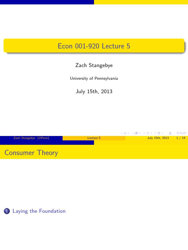 ECO 001 Lecture 5 | PDF | Demand | Consumer Behaviour
