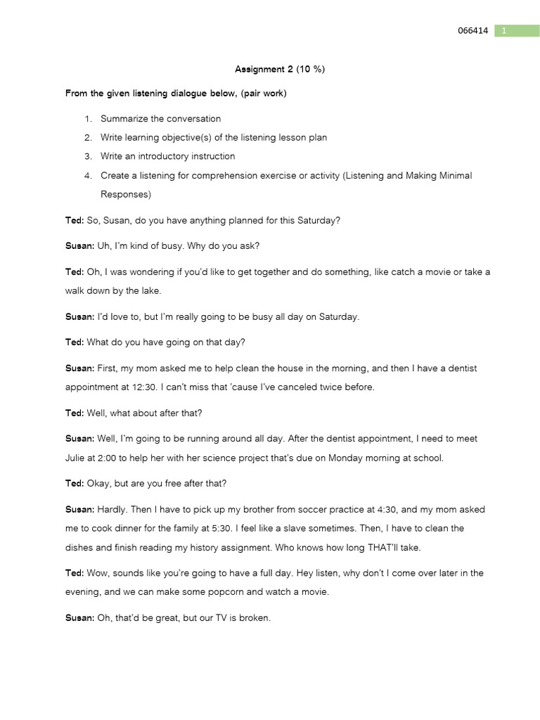 Listening Assignment 2 | PDF