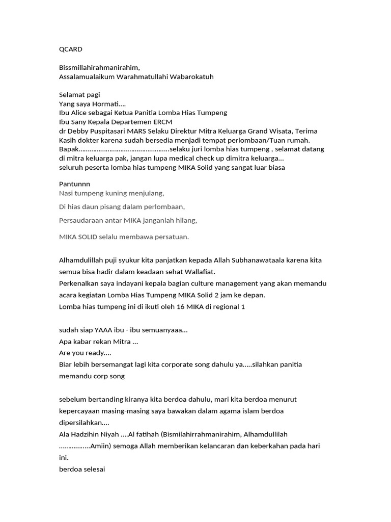 QCARD Lomba Tumpeng | PDF