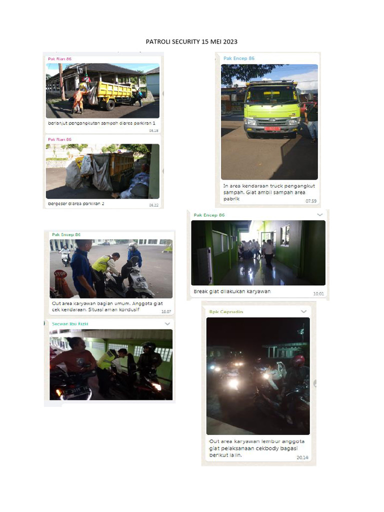 Patroli Security 15 Mei 2023 | PDF