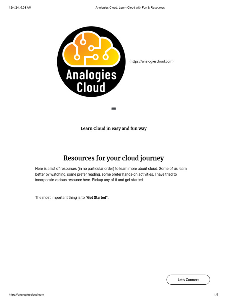 Analogies Cloud_ Learn Cloud with Fun & Resources | PDF