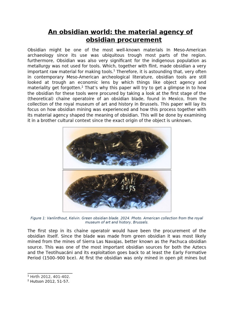 An Obsidian-World The Material Agency of Obsidian Procurement | PDF ...