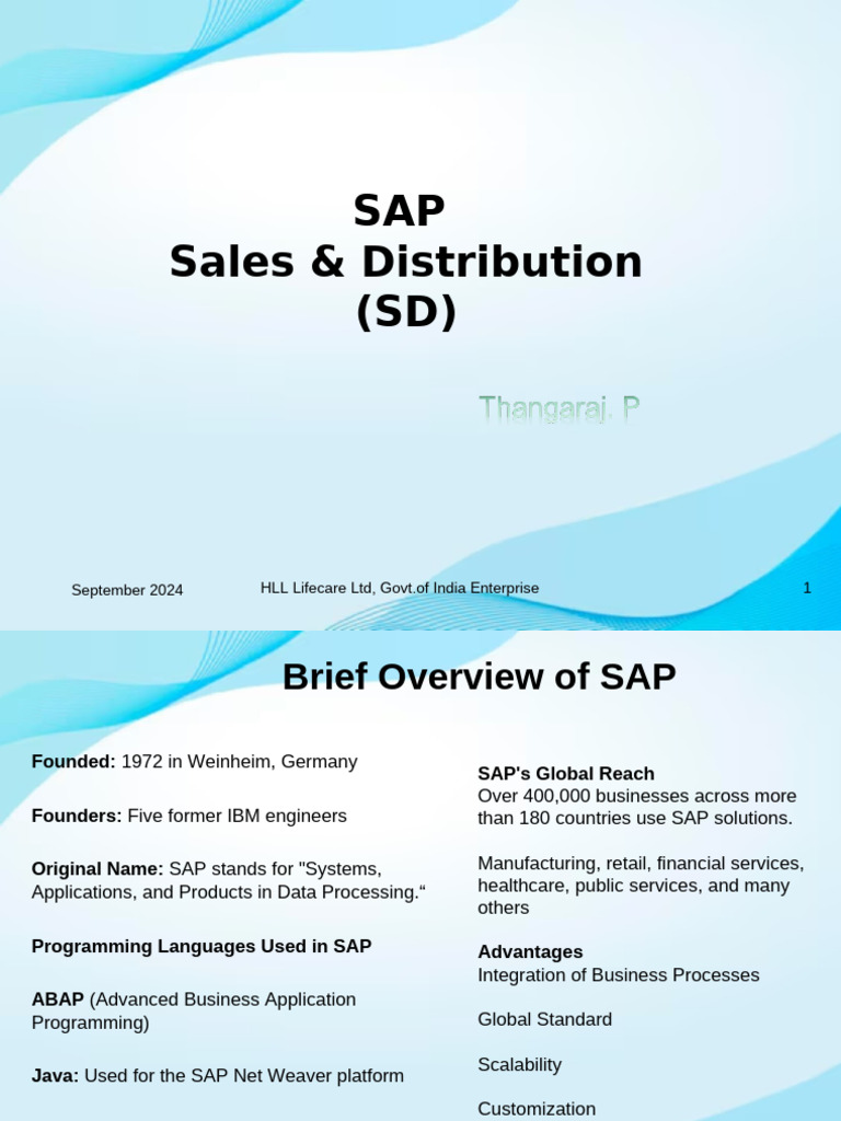 SAP Sales & Distribution Overview | PDF | Pricing | Business