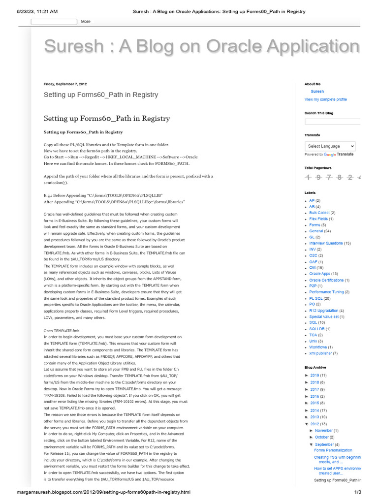 Oracle Forms60_Path in Registry | PDF | Directory (Computing) | Windows Registry