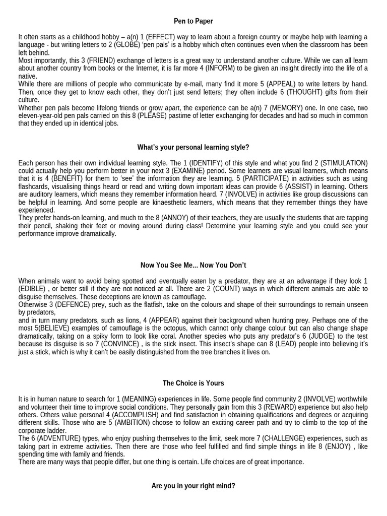 Benefits of Pen Pals and Learning Styles | PDF | Predation | Learning