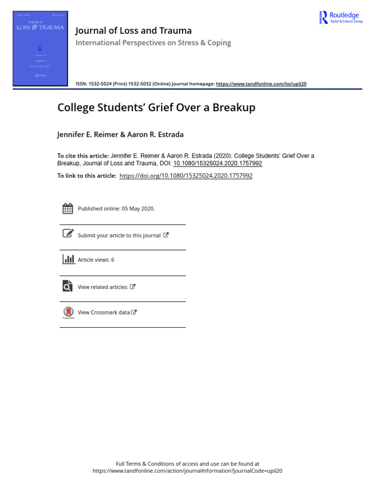 College Students' Grief Over A Breakup | PDF | Grief | Likert Scale