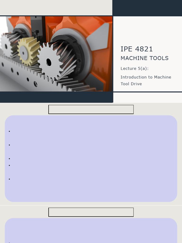Lecture 5 (A) - Introduction To Machine Tools Drive System | PDF ...