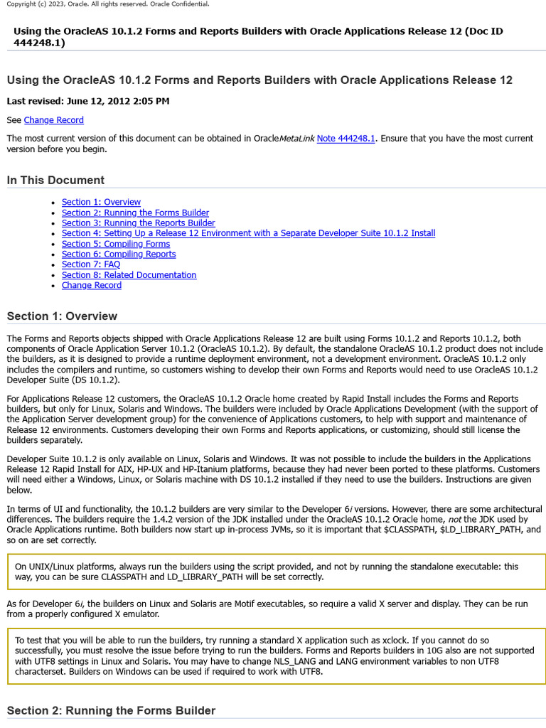 Using the OracleAS 10.1.2 Forms and Reports Builders with Oracle ...
