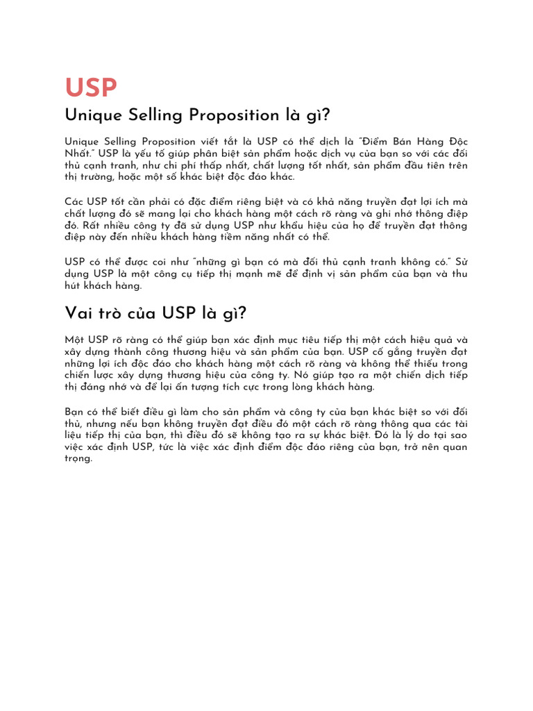 Unique Selling Proposition Là Gì? | PDF