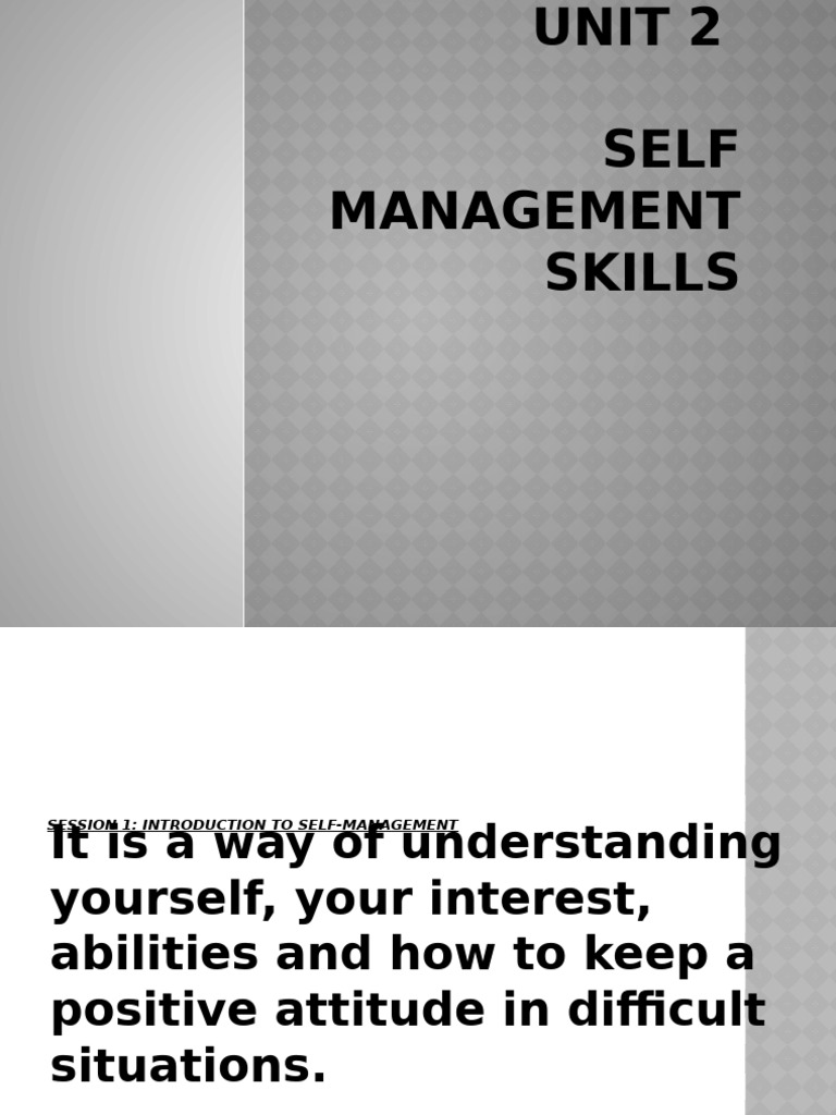 Essential Self-Management Skills Guide | PDF