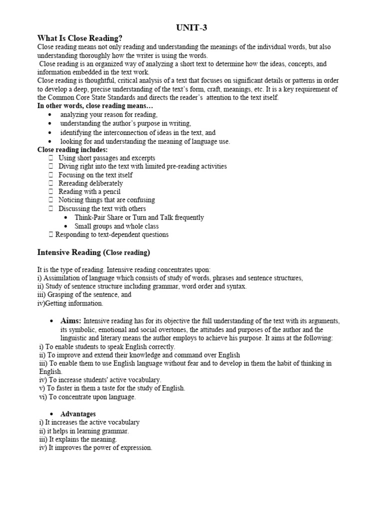 AEC-II-unit-3 | PDF | Reading Comprehension | Cognitive Psychology