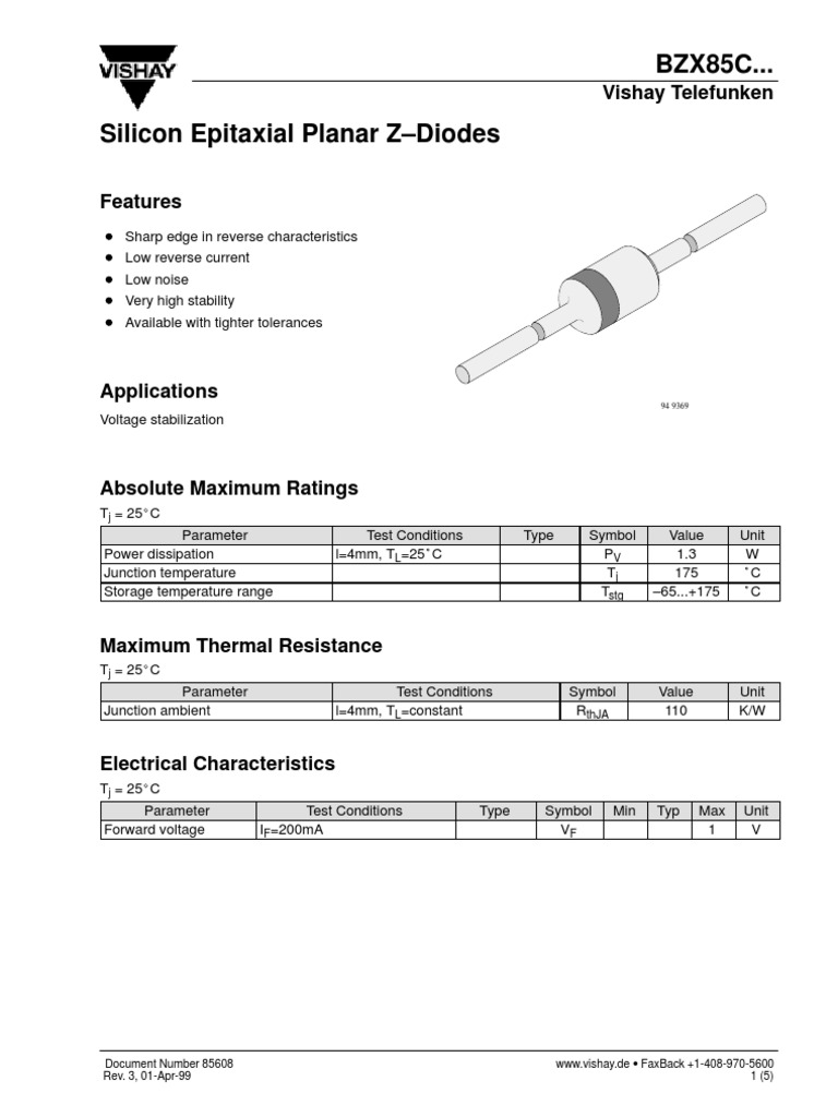 Vishay BZX85C Z-Diode Specifications | PDF | Clean Air Act (United ...