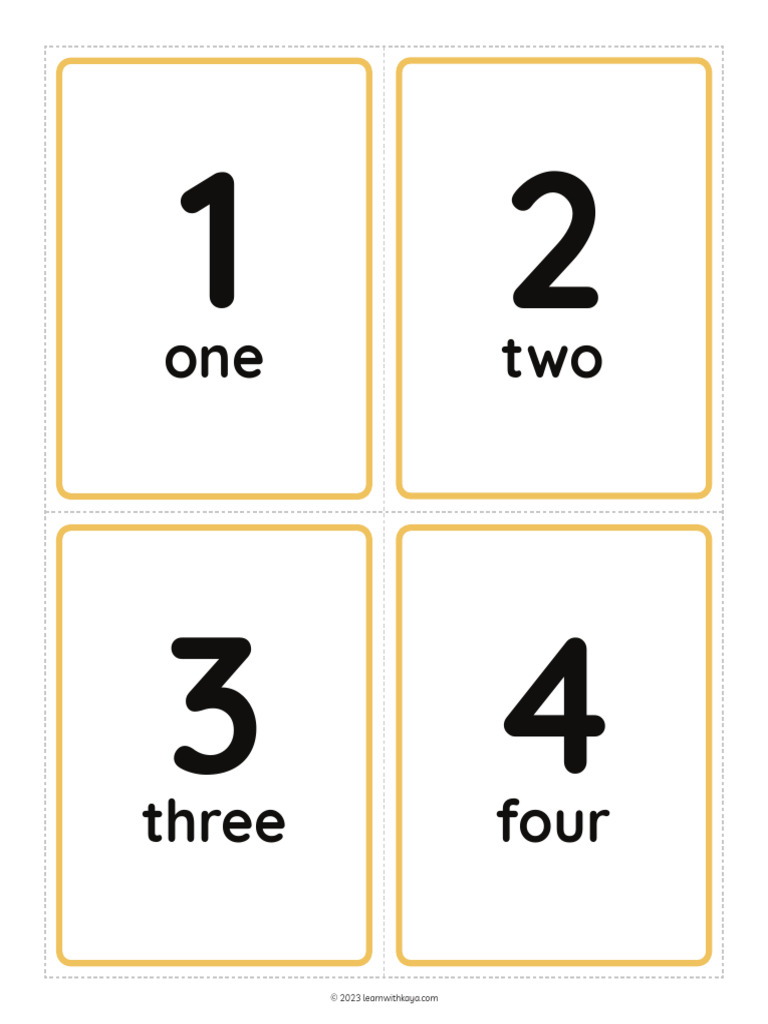Free Numbers Flashcards 1 20 | PDF
