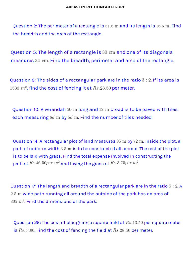 Areas On Rectilinear Figure | PDF