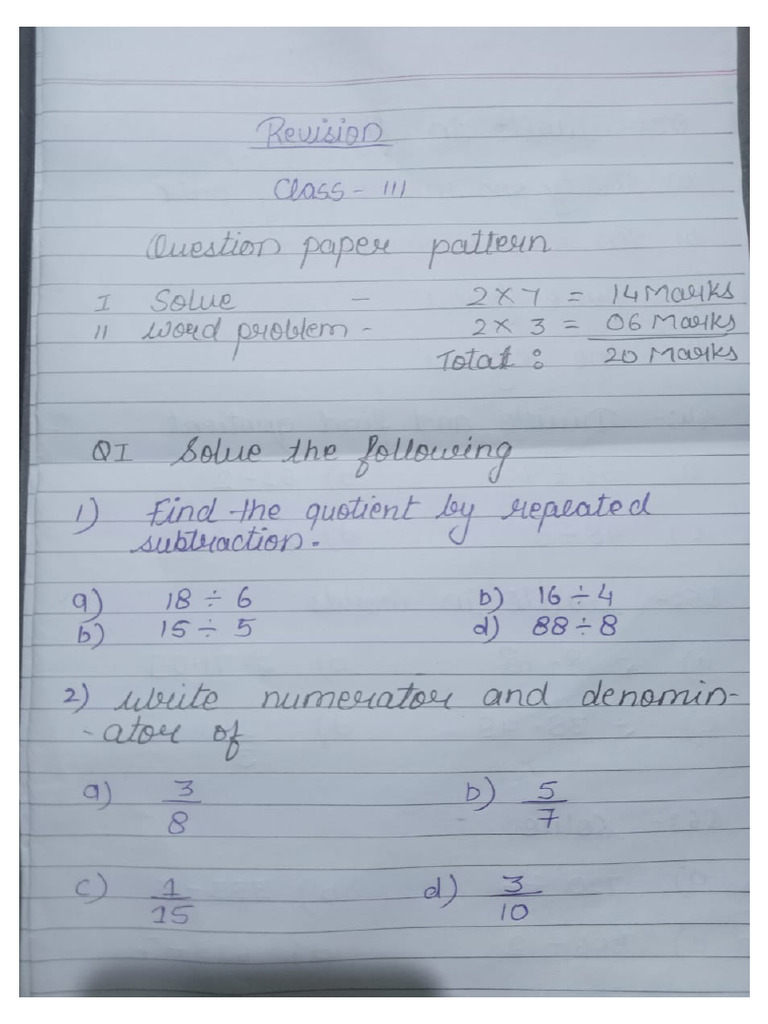 Class 3 PT 3 Revision | PDF