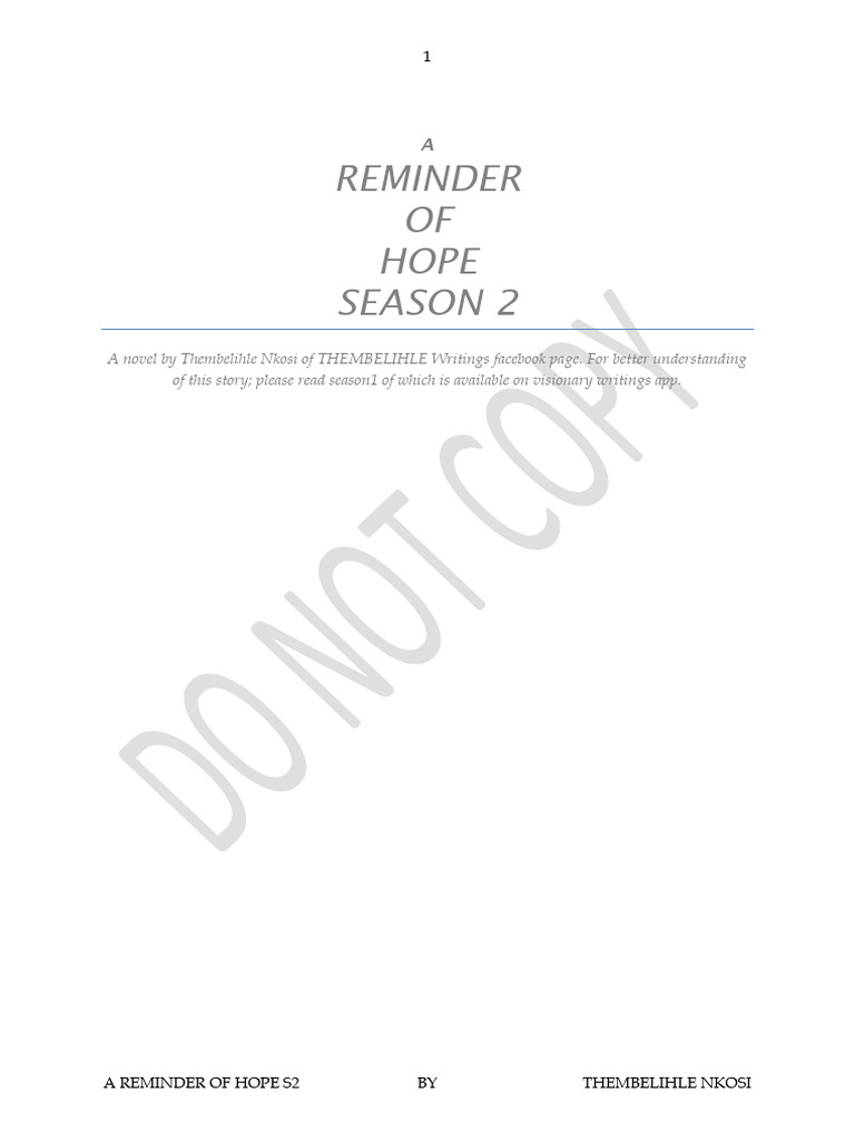A REMINDER of Hope Season 2 | PDF